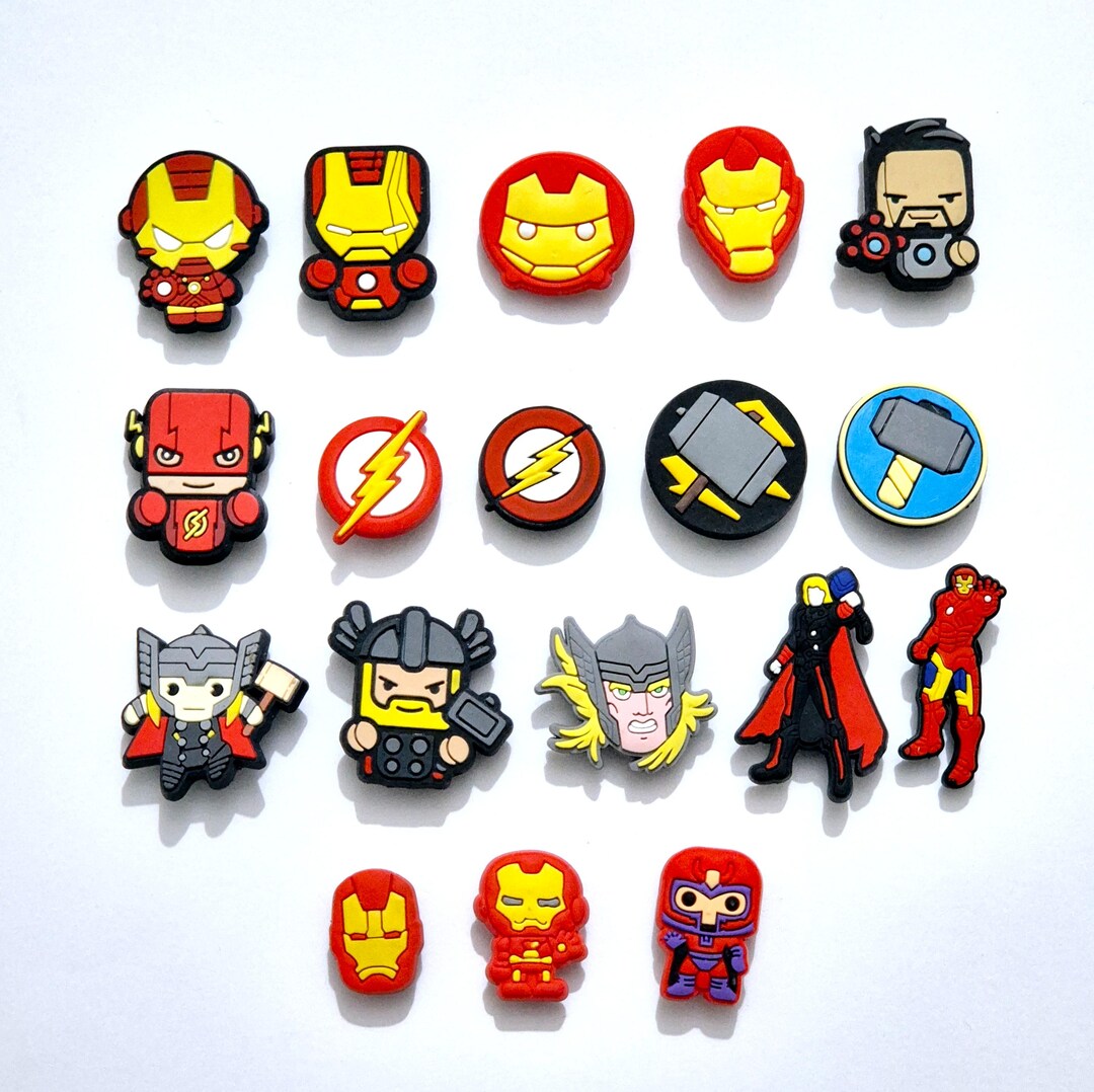 Iron Man Shoe Charms Jibbitz Pins Badges, Marvel DC Comic Superheroes ...