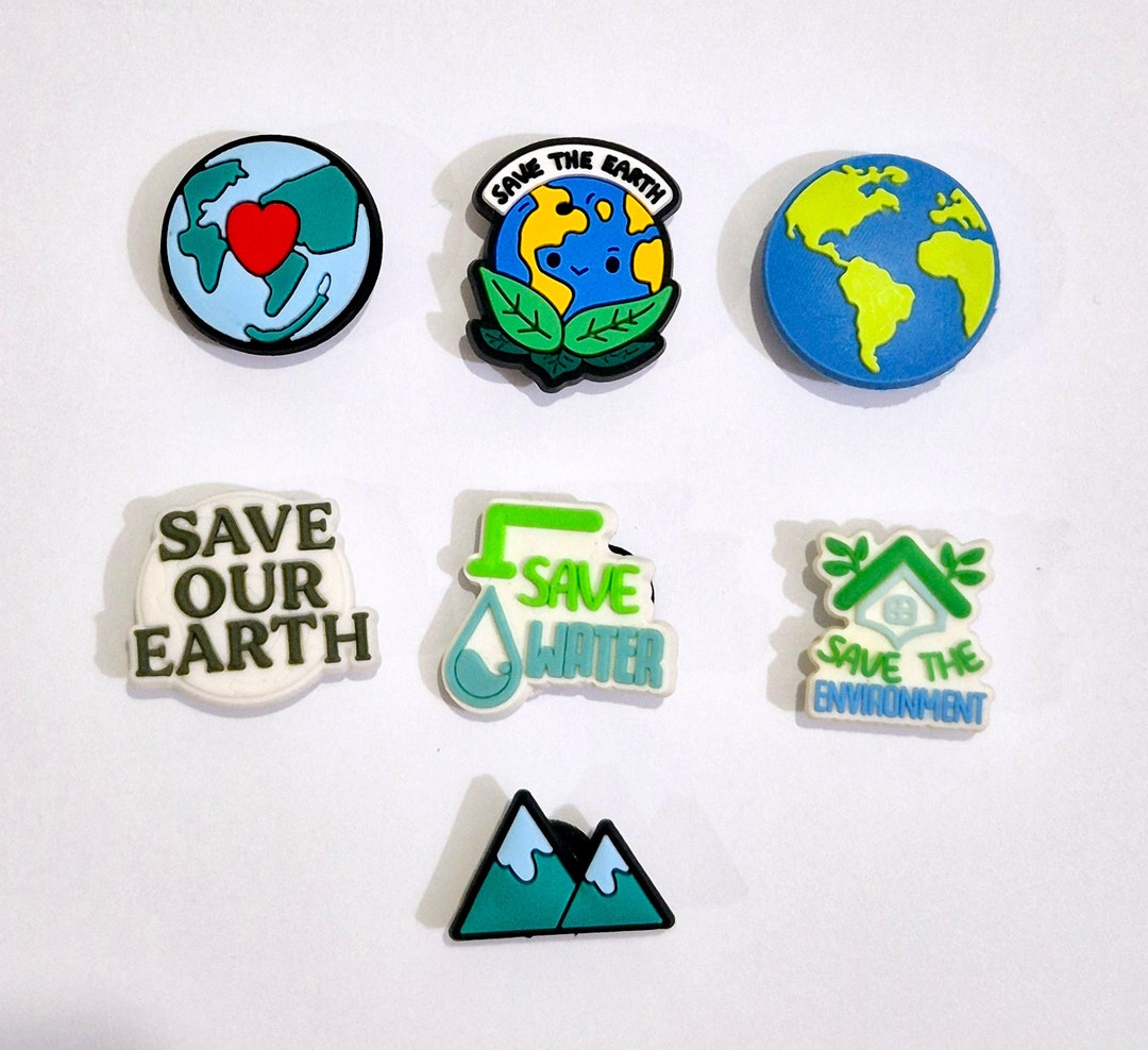 Earth-themed Croc Shoe Charms, Save Water the Environment Jibbitz Pins ...