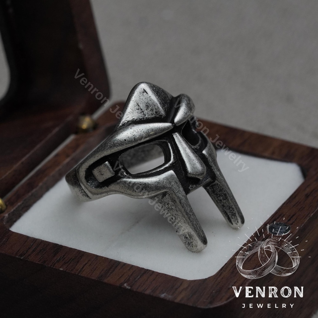 Steel MF Doom Mask Ring - Spartan Helmet Ring, Mens Silver Gladiator ...