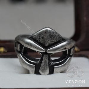 Steel MF Doom Mask Ring - Spartan Helmet Ring, Mens Silver Gladiator ...