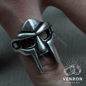 Steel MF Doom Mask Ring - Spartan Helmet Ring, Mens Silver Gladiator ...