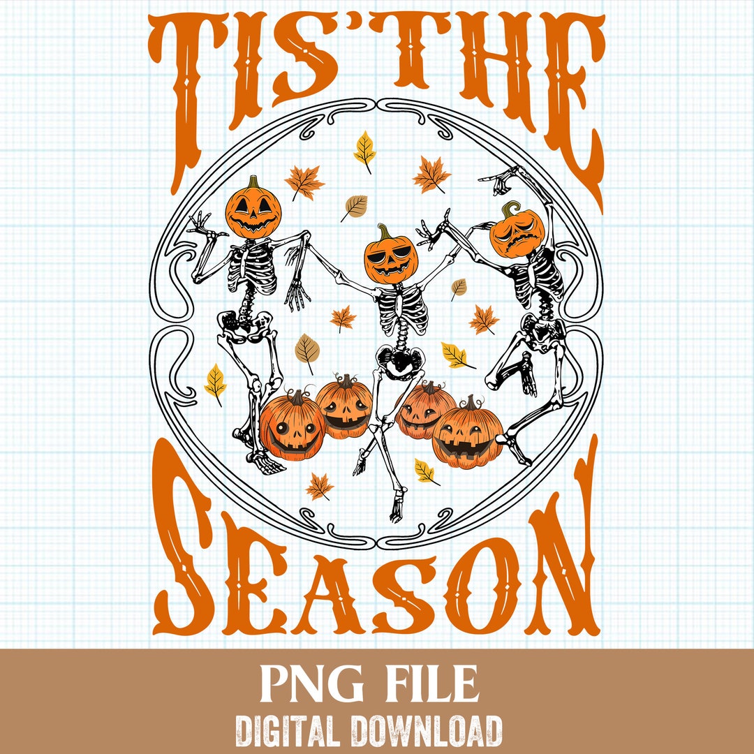 Tis the Season Skeleton Png, Retro Halloween Png, Pumpkin Png ...