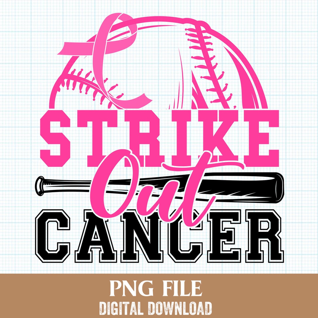 Strike Out Cancer Baseball Png, Baseball Breast Cancer Png, Pink Ribbon ...