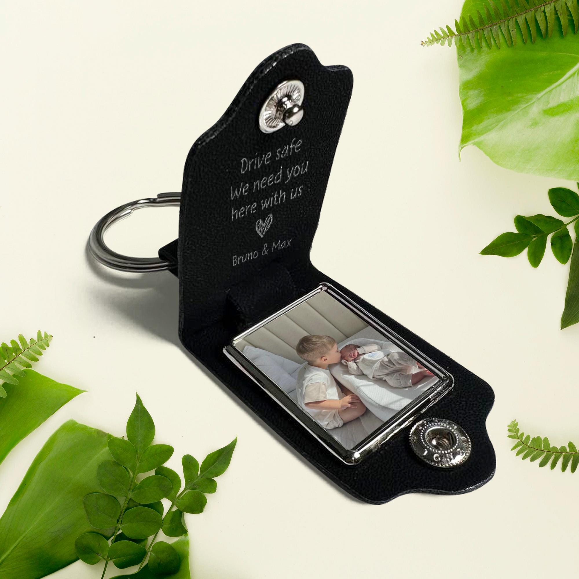 Personalized Photo Album Leather Keychain for Dad, Drive Safe Daddy ...