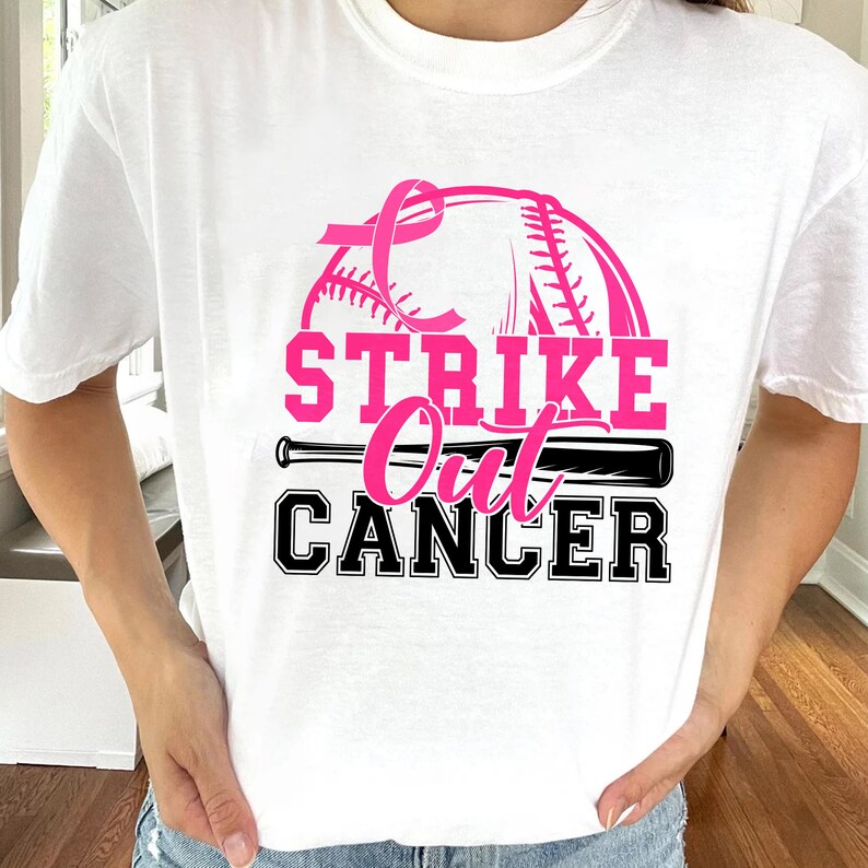 Strike Out Cancer Baseball Png, Baseball Breast Cancer Png, Pink Ribbon ...