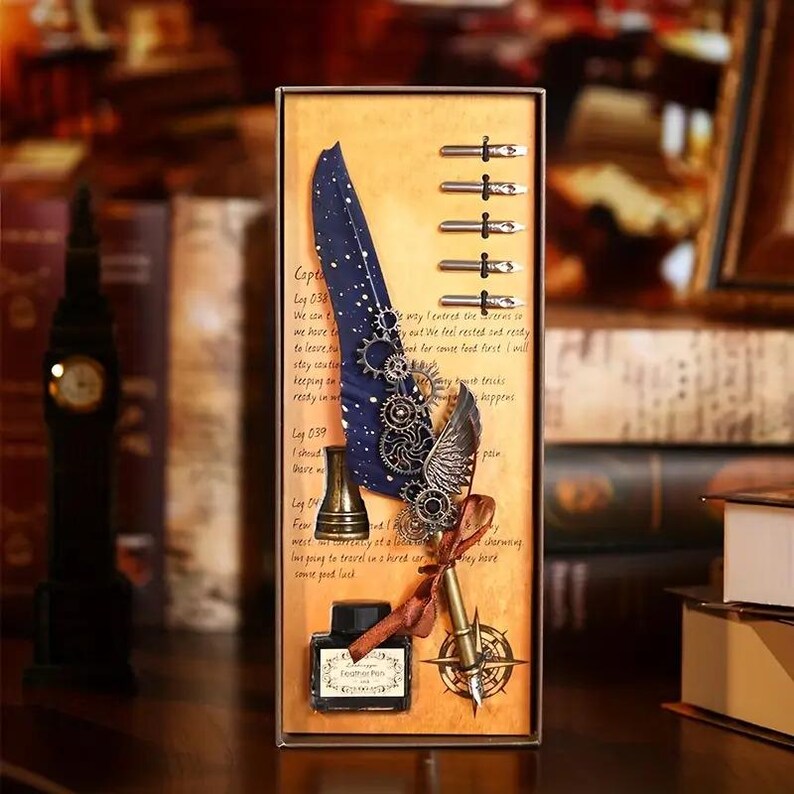 Wicca Feather Quill Pen Set, Witch Home Decor Writing Instrument ...