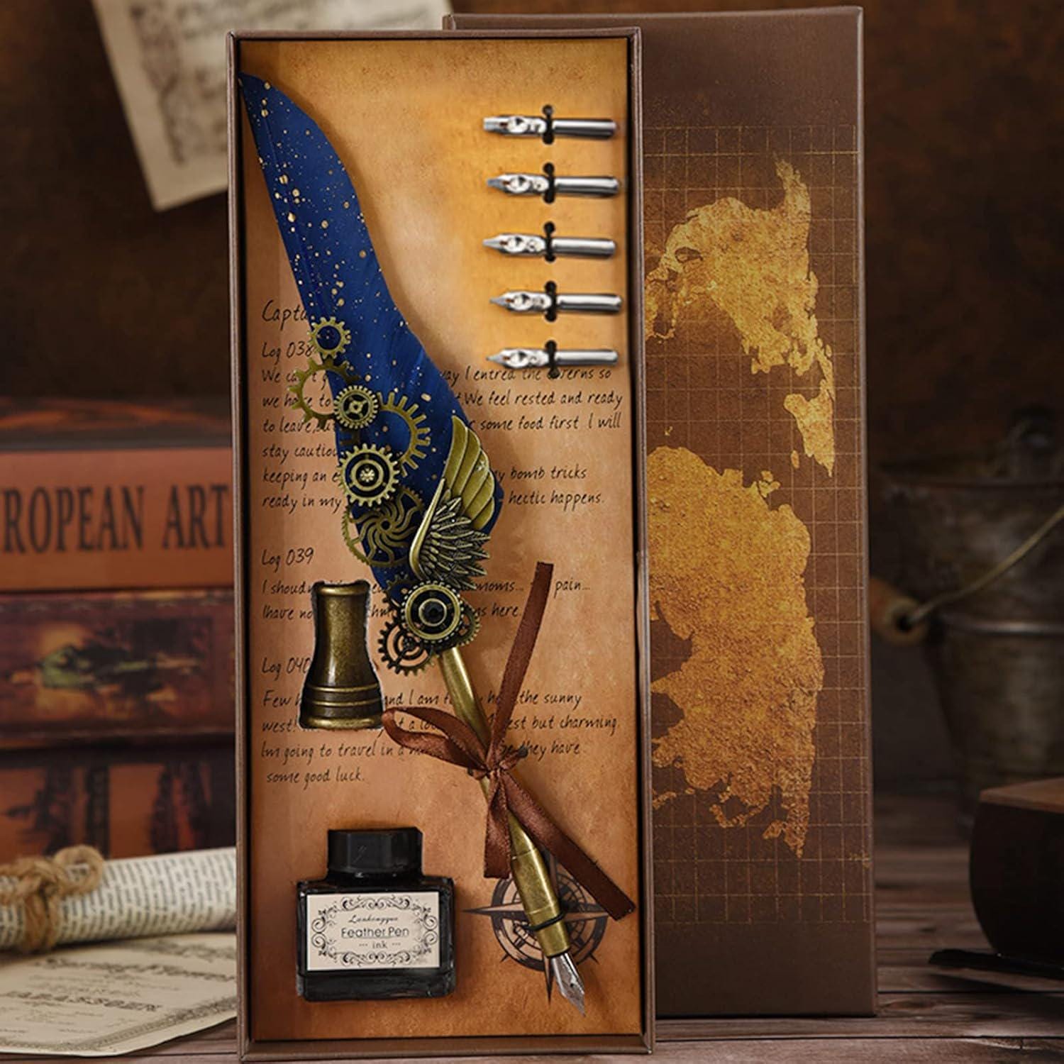 Wicca Feather Quill Pen Set, Witch Home Decor Writing Instrument ...