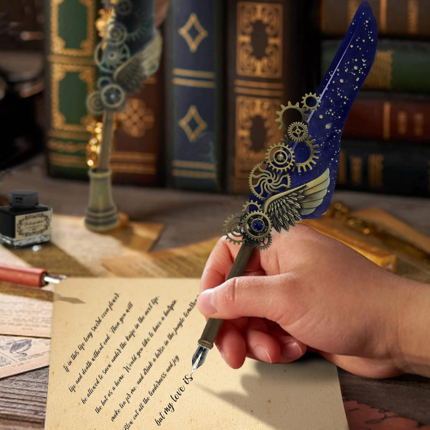 Wicca Feather Quill Pen Set, Witch Home Decor Writing Instrument ...