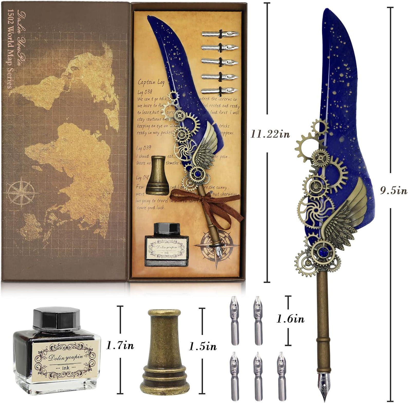 Wicca Feather Quill Pen Set, Witch Home Decor Writing Instrument ...