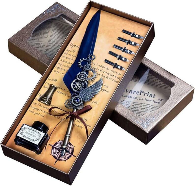 Wicca Feather Quill Pen Set, Witch Home Decor Writing Instrument ...