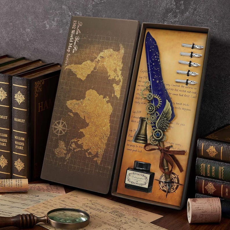 Wicca Feather Quill Pen Set, Witch Home Decor Writing Instrument ...