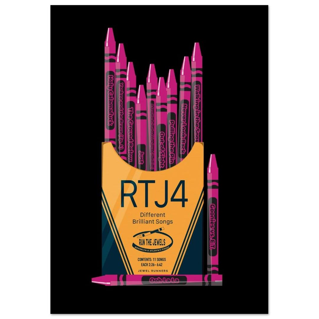 Run the Jewels RTJ4 Black Background Music Album Crayons Art Posters ...