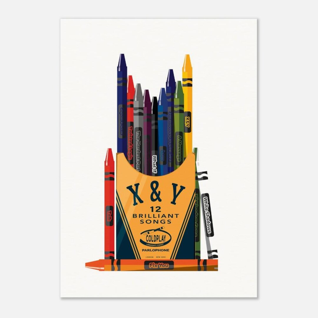 Coldplay X&Y White Background Music Album Crayons Art Posters Unique ...