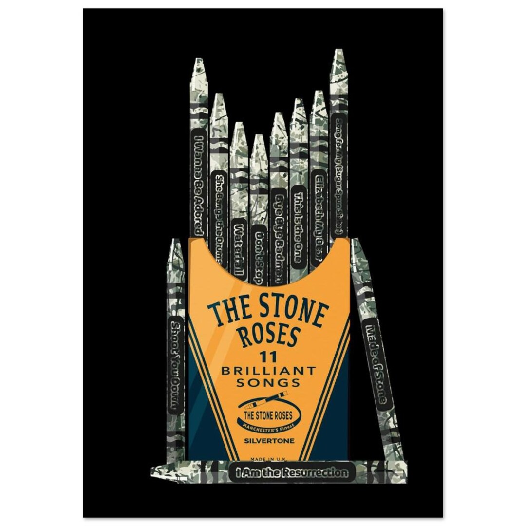 Stone Roses Black Background Music Album Crayons Art Posters Unique ...