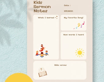 Sermon Notes for Kids - Etsy