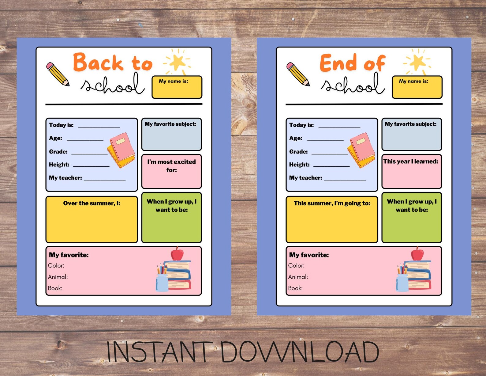 Back to School Printable, Back to School Questionnaire, First Day of ...