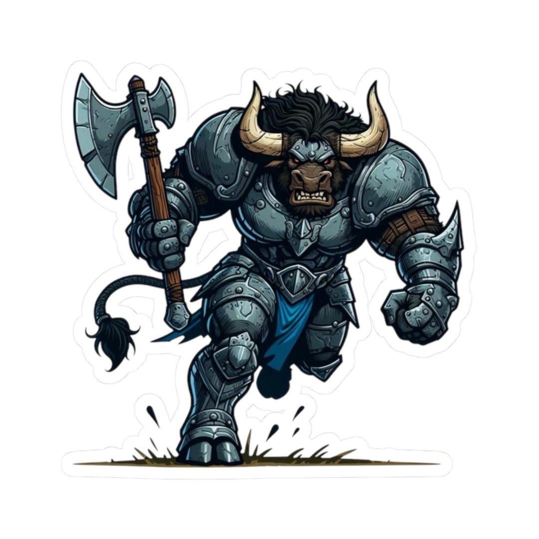 Armored Minotaur, Fantasy Monster Decals, White & Transparent, Dnd ...