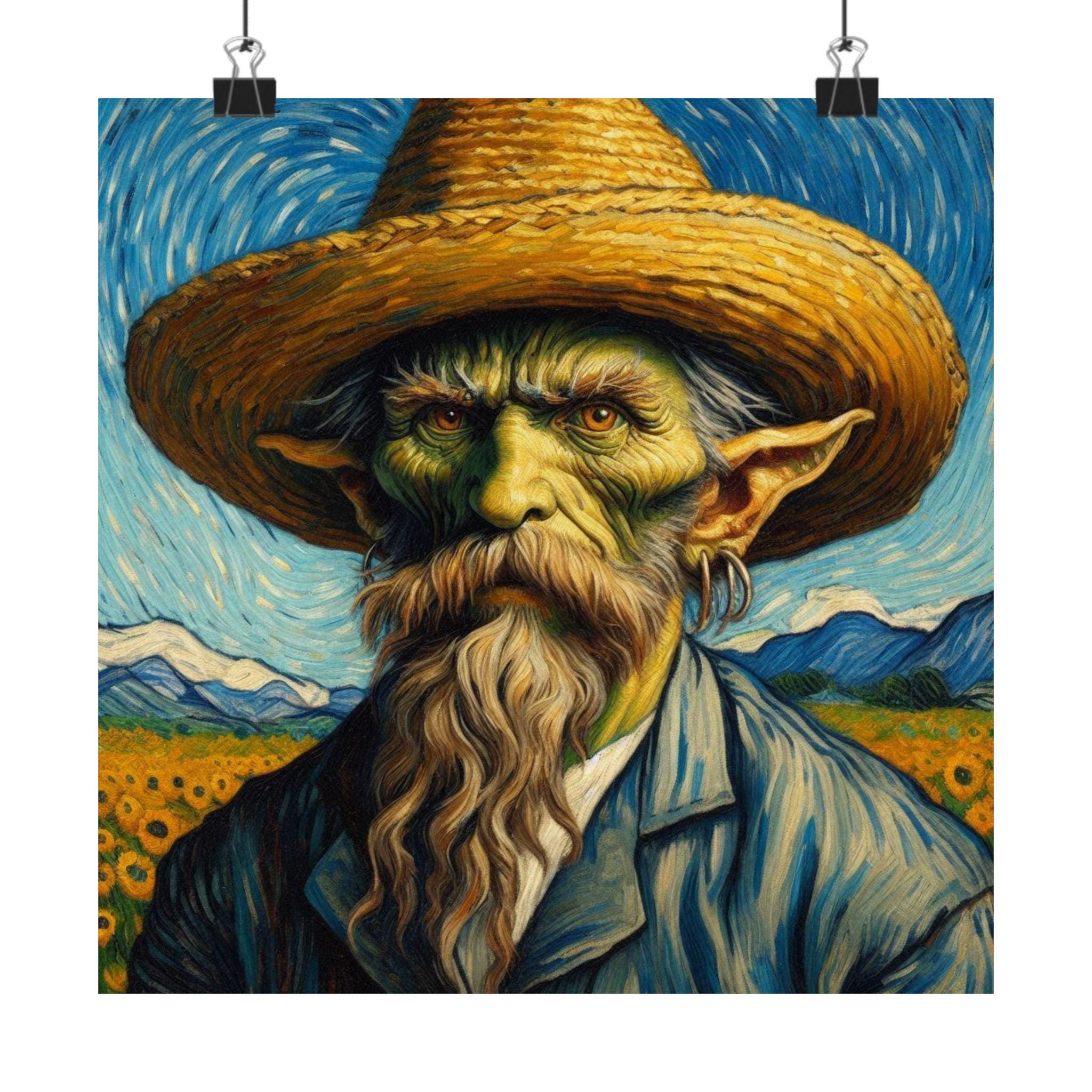 Half-orc Self Portrait, Van Gogh Reimagined Art Poster Perfect for ...