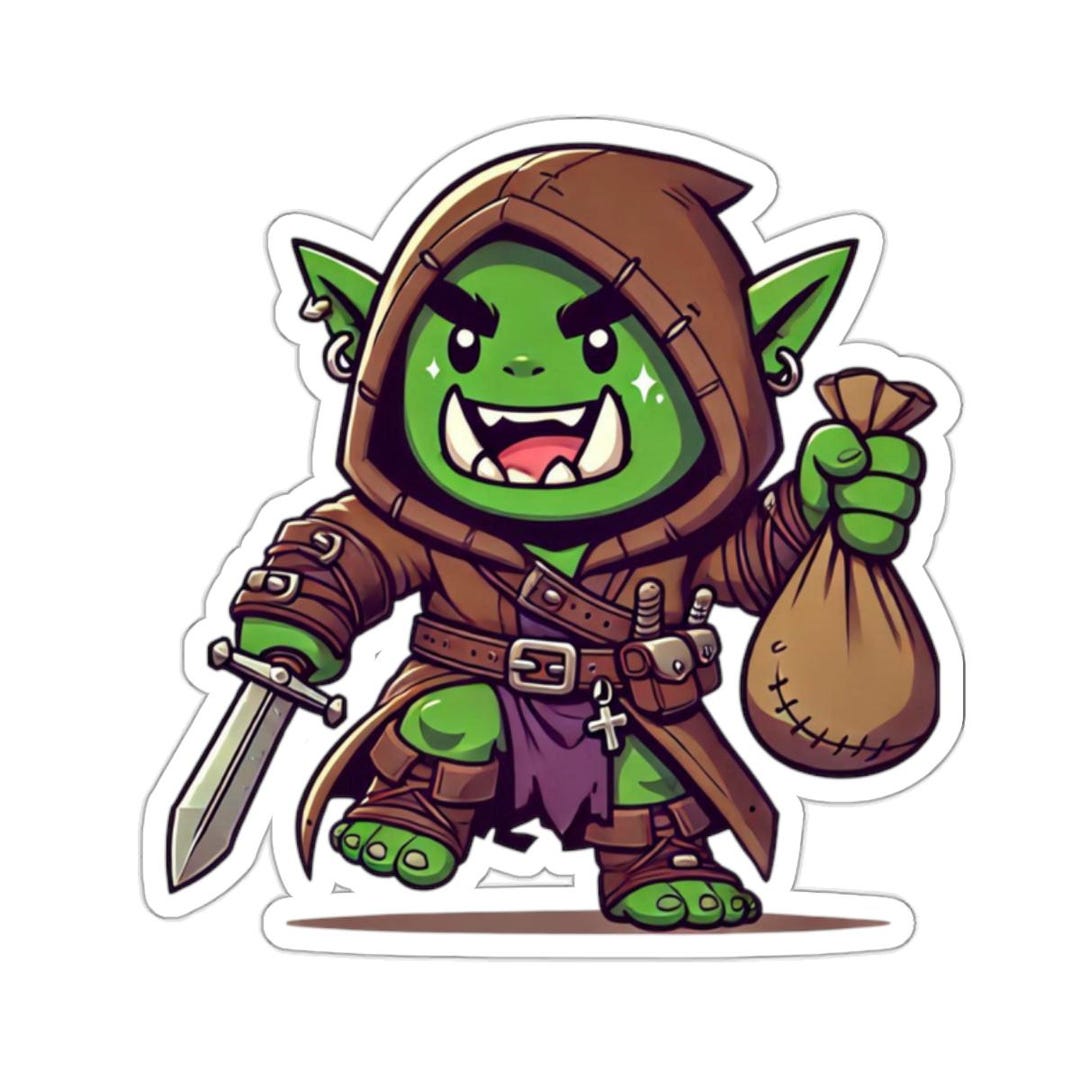 Orc Rogue, Cute TTRPG Decals, Stickers for TTRPG and Dnd Fans, Laptop ...