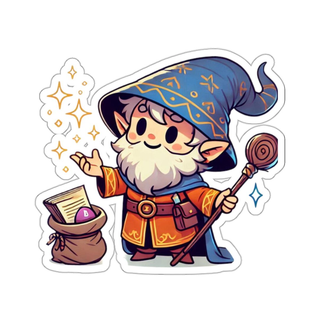 Cute TTRPG Decals, Gnome Wizard, TTRPG Gift Stickers for Laptop ...