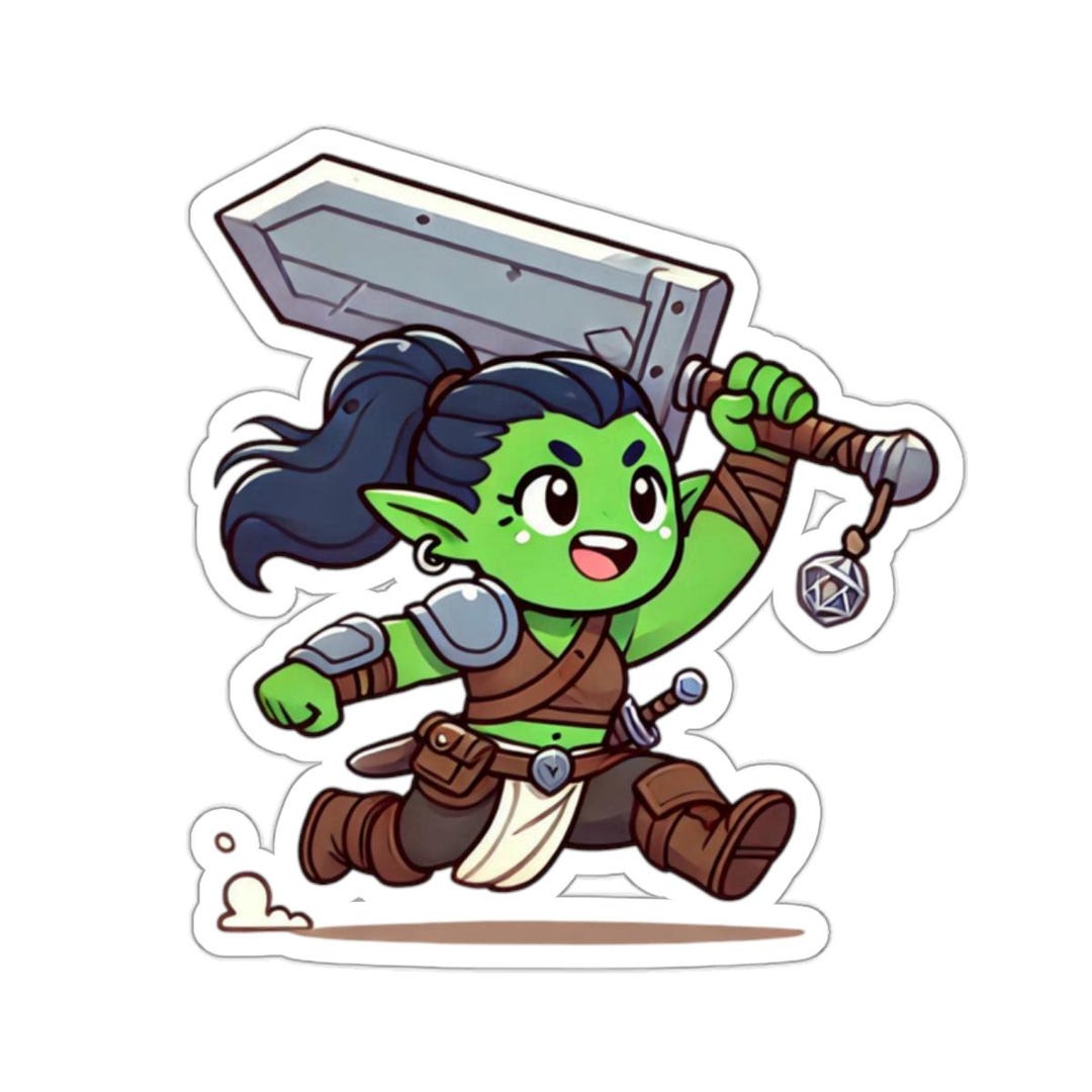 Orc Fighter, Cute TTRPG Decals, Decals for TTRPG and Dnd Fans, Laptop ...