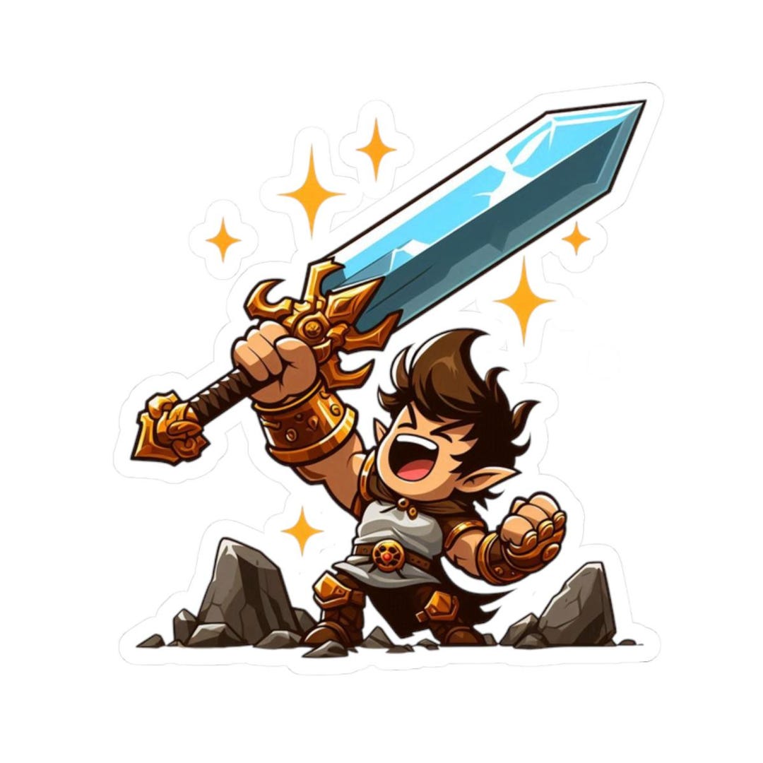 Halfling With Magic Sword Kiss-cut Stickers, D&D TTRPG Decals, Halfling ...