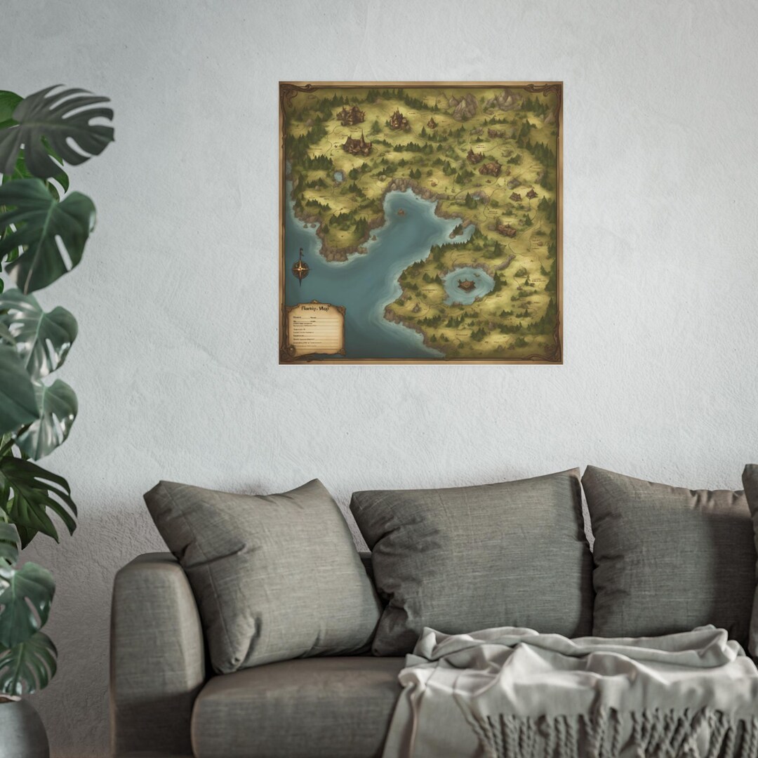 Fantasy Map Poster, Cool Design for Dnd or TTRPG, Gamemaster's Prop ...