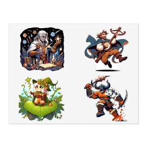 Dnd/ttrpg Characters Party of 4 Stickers Sheet, Classes and Races ...