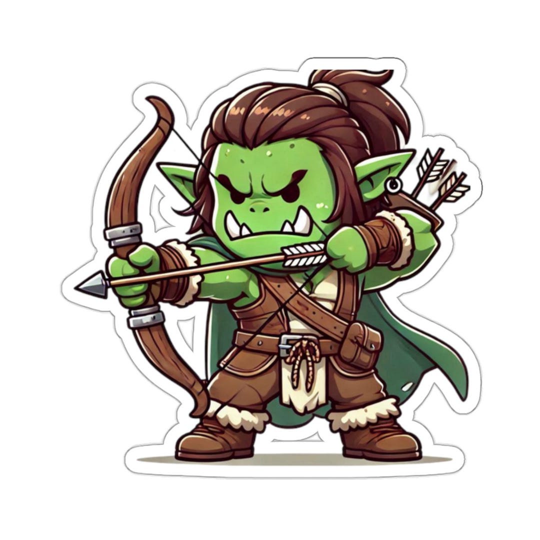 Orc Ranger, Cute TTRPG Decals, Decals for TTRPG and Dnd Fans, Laptop ...