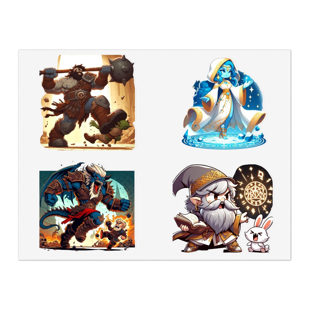Dnd/ttrpg Characters Party of 4 Stickers Sheet, Classes and Races ...