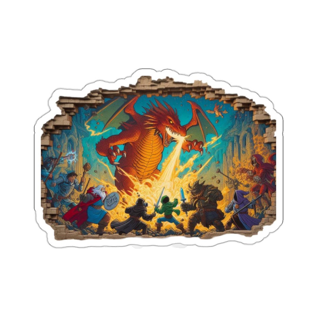 Dnd Battle Scene Sticker: Fantasy TTRPG Dragon Fight - Etsy