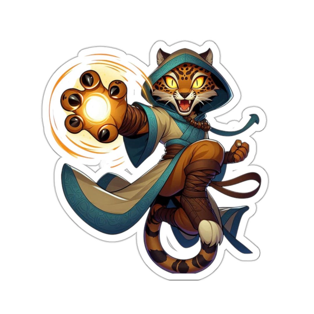 Catperson Monk Stickers, TTRPG, Dnd Decal, Gaming Fantasy Gift, F - Etsy