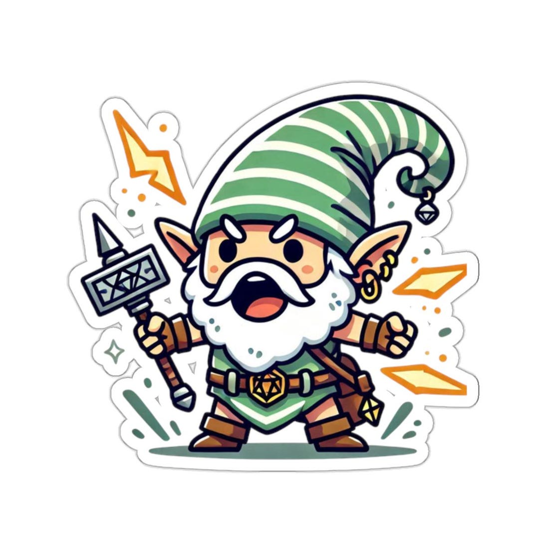Cute TTRPG Decals, Gnome Barbarian, TTRPG Gift Stickers for Laptop ...