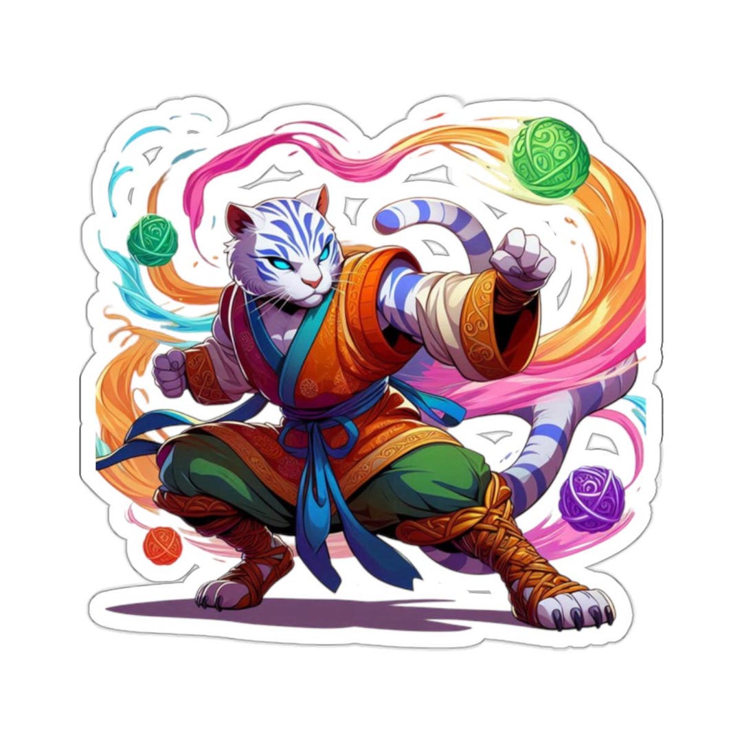 Catperson Monk Stickers, TTRPG, Dnd Decal, Gaming Fantasy Gift, M - Etsy