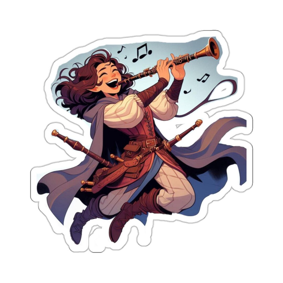 Playable TTRPG, Human Bard, Dnd Characters Kiss-cut Stickers, Species ...