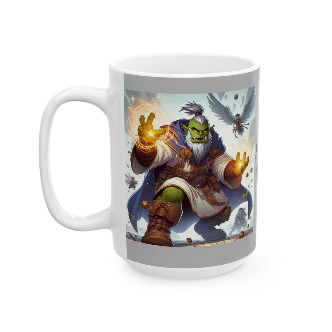 Half-orc Wizard Ceramic Mug Dnd TTRPG Fantasy Character Coffee Cup for ...