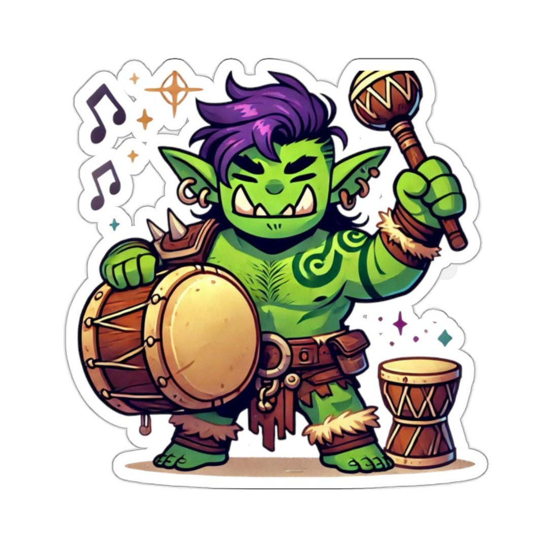 Orc Bard, Cute TTRPG Decals, Decals for TTRPG and Dnd Fans, Laptop and ...