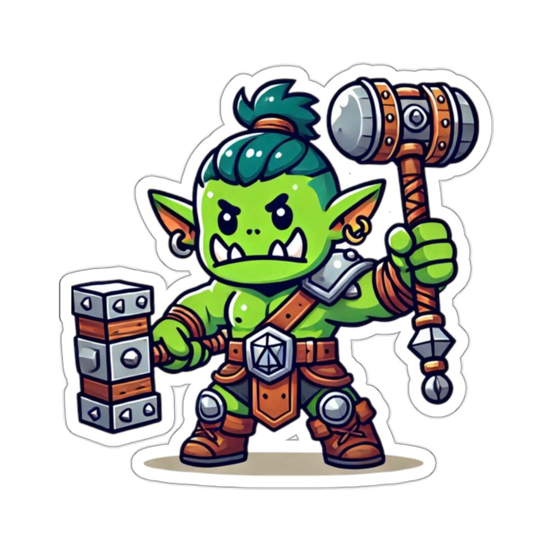 Orc Fighter, Cute TTRPG Decals, Decals for TTRPG and Dnd Fans, Laptop ...
