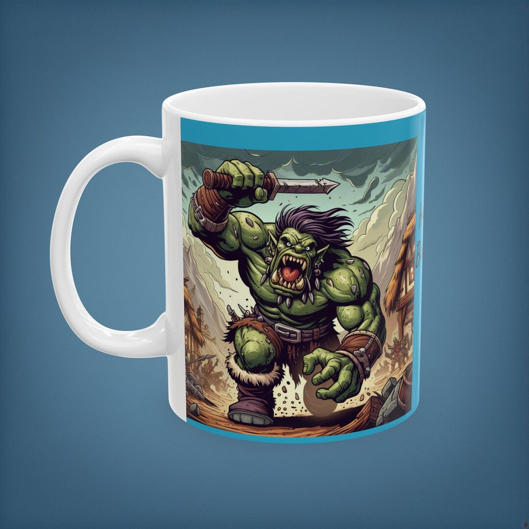 Half-orc Barbarian Ceramic Mug Dnd TTRPG Fantasy Character Coffee Cup ...
