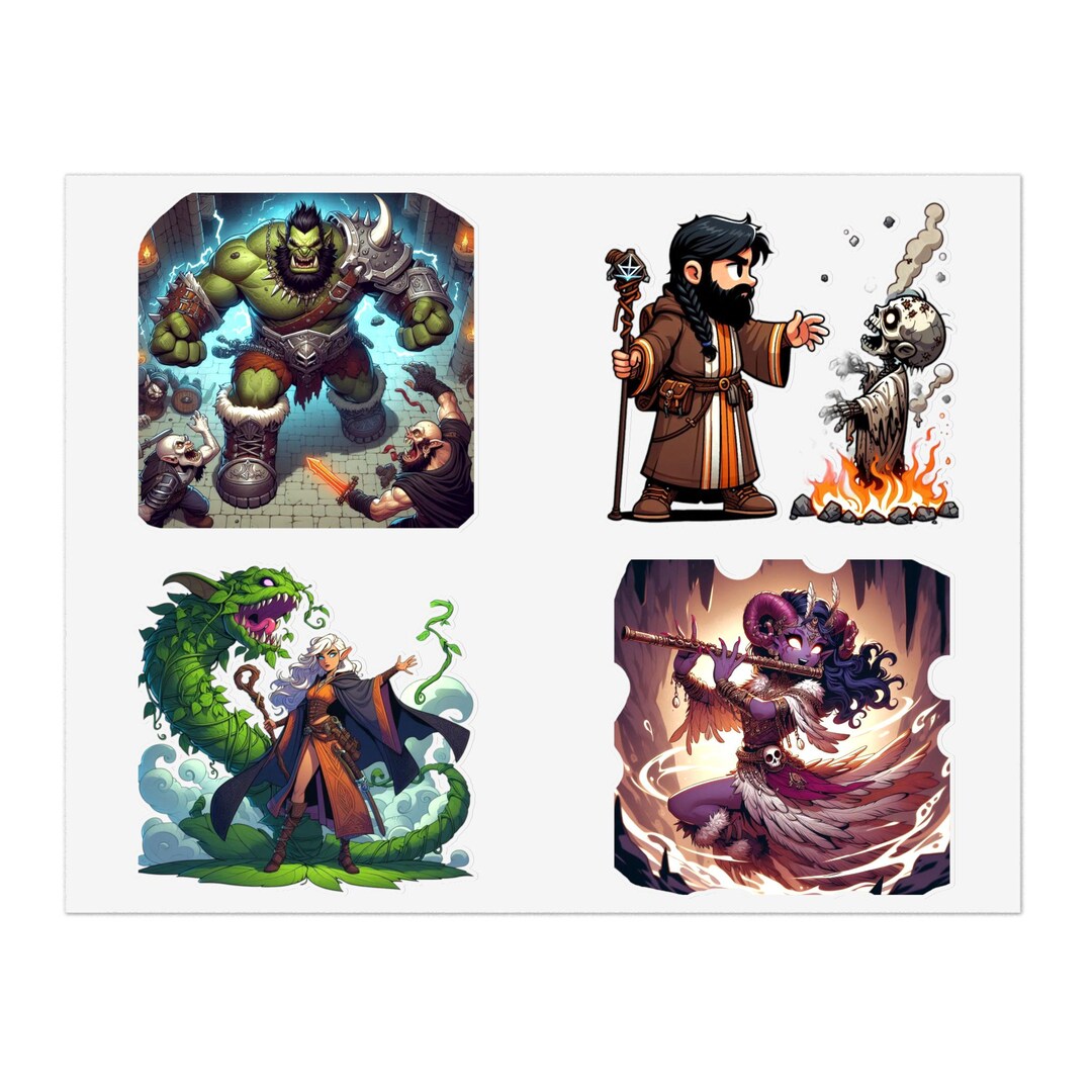 Dnd/ttrpg Characters Party of 4 Stickers Sheet , Classes and Races ...