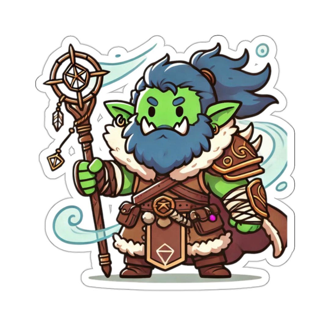 Orc Druid, Cute TTRPG Decals, Decals for TTRPG and Dnd Fans, Laptop and ...