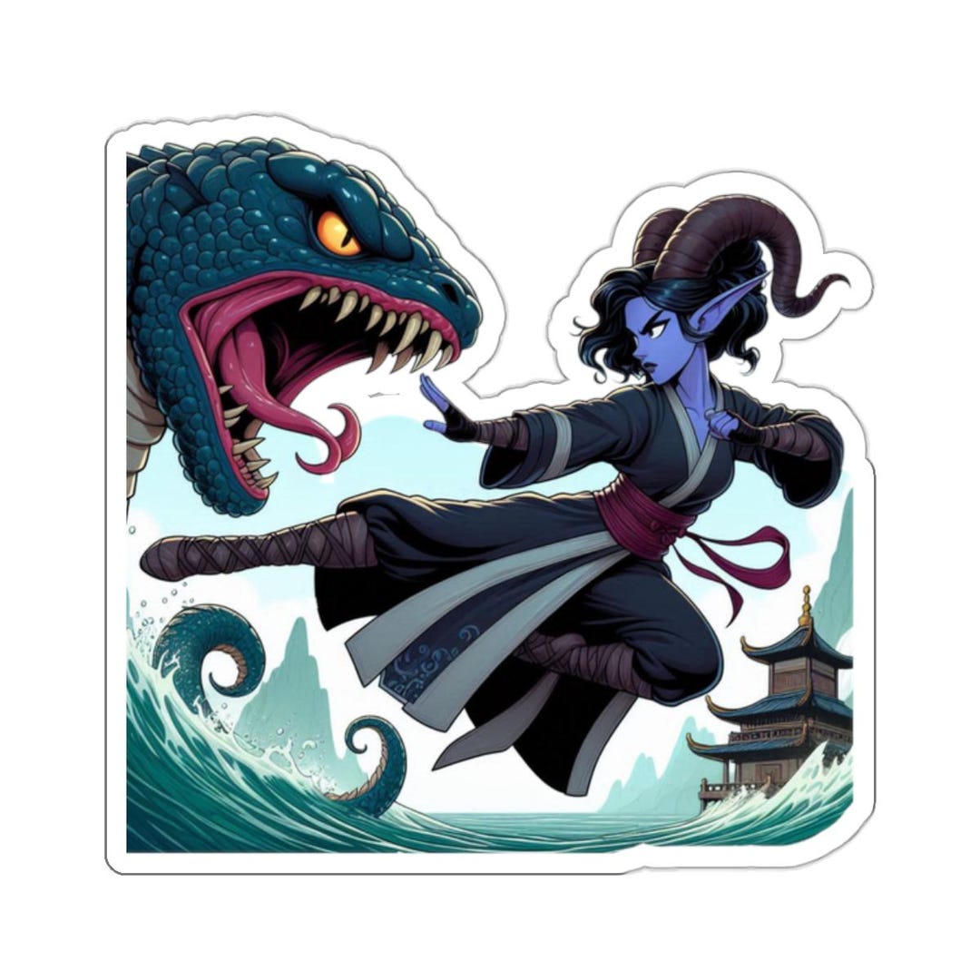 Playable TTRPG, Tiefling Monk, Dnd Characters, Kiss-cut Stickers ...