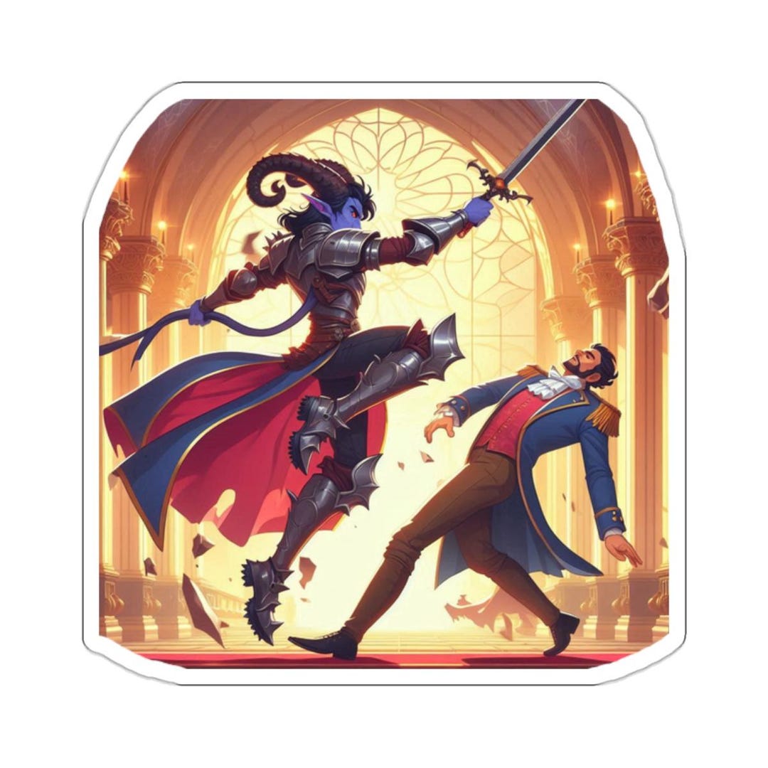 Large and Small Fantasy Dnd/ttrpg Tiefling Fighter Character Stickers ...