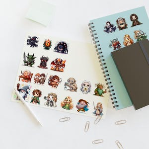LOTR Sticker Sheets, Tolkien Characters Laptop Decals, Cute Cartoon ...