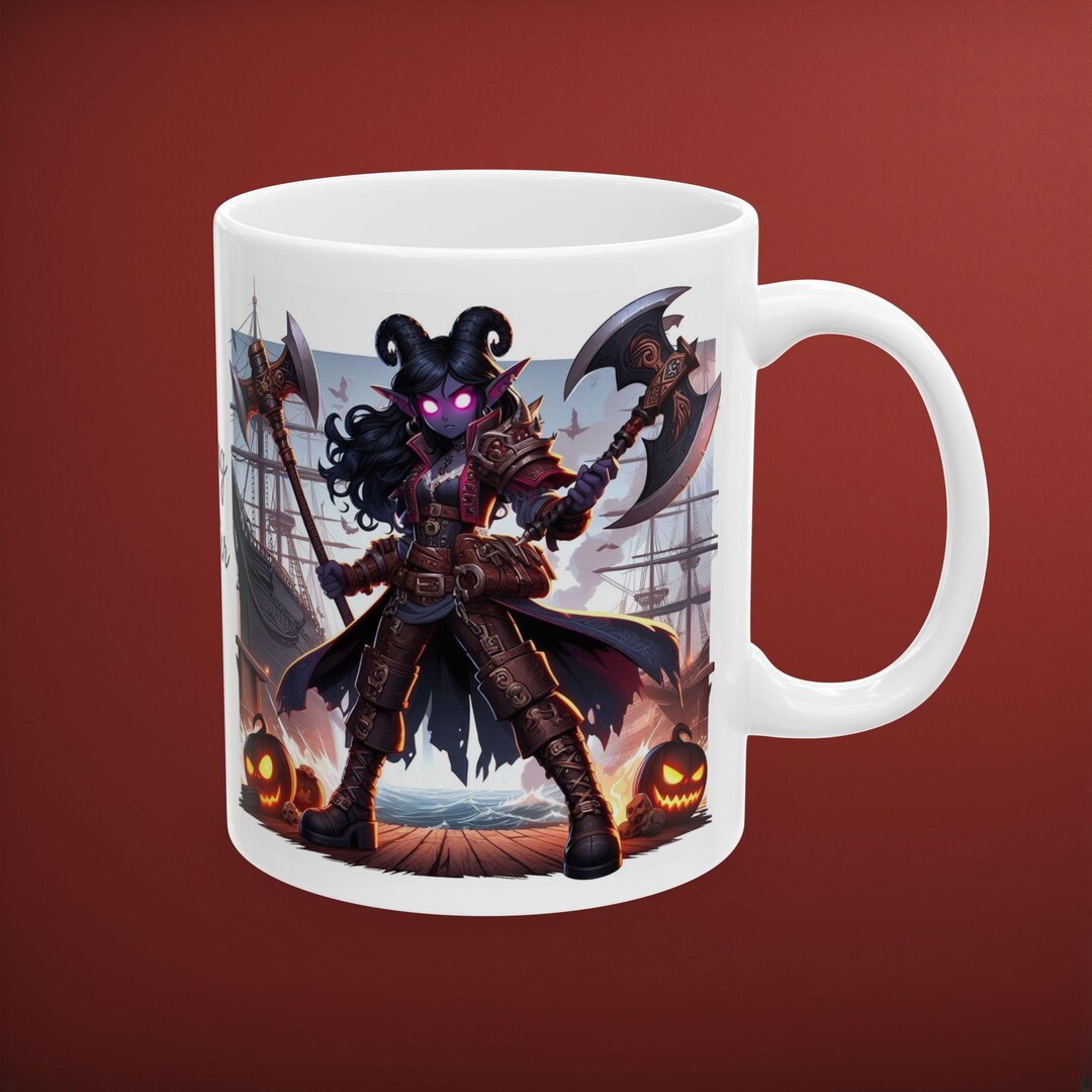 Tiefling Fighter Ceramic Mug Dnd TTRPG Fantasy Character Coffee Cup for ...