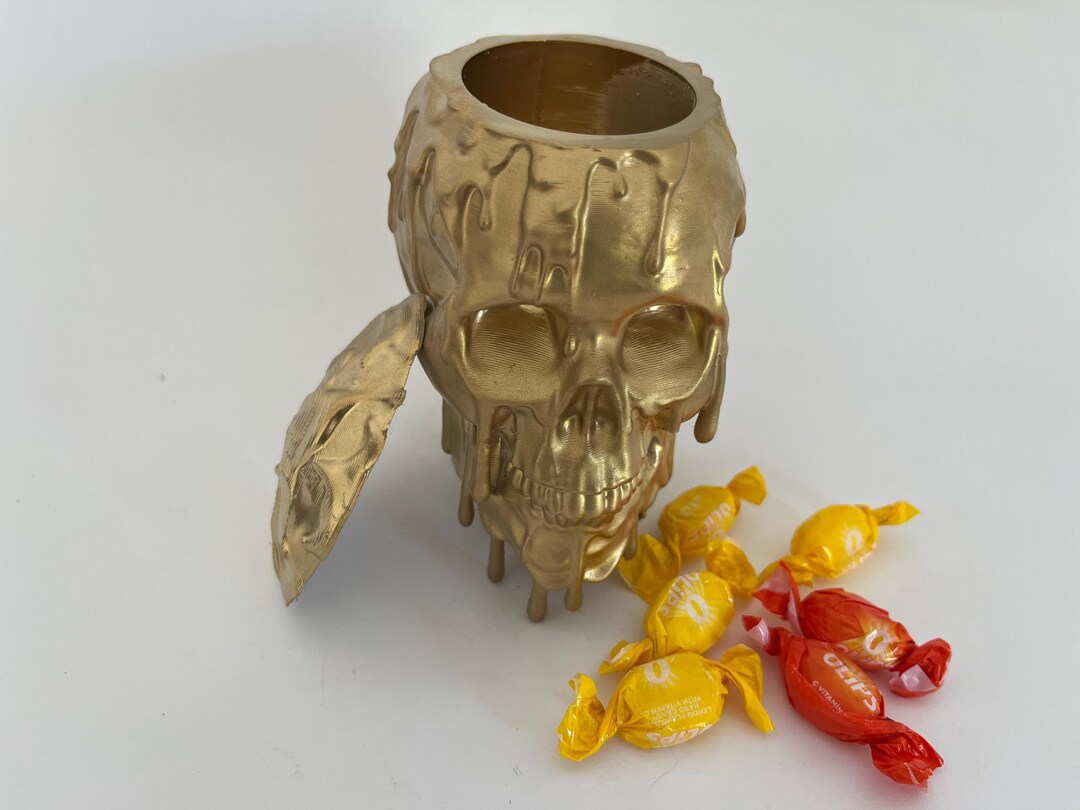 Skull Candy Jar With Lid, Candy Bucket, Halloween Trick or Treat Bowl ...