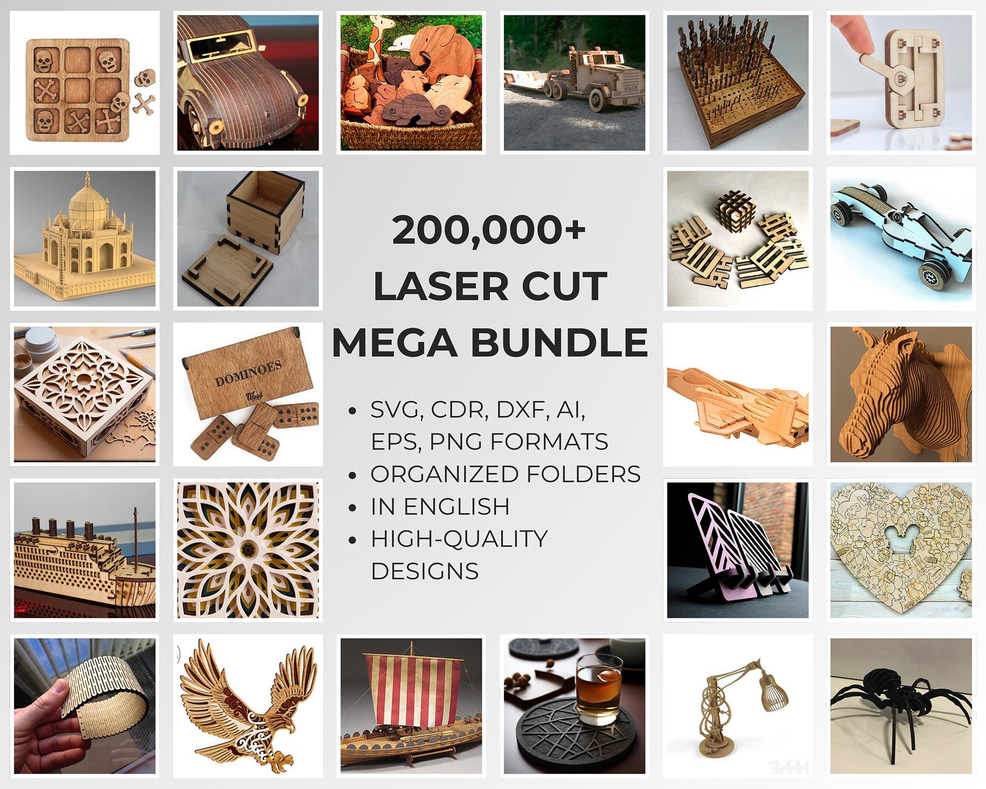 Paquete de archivos de corte láser Mega Bundle 200 000 Set DXF SVG 3D ...