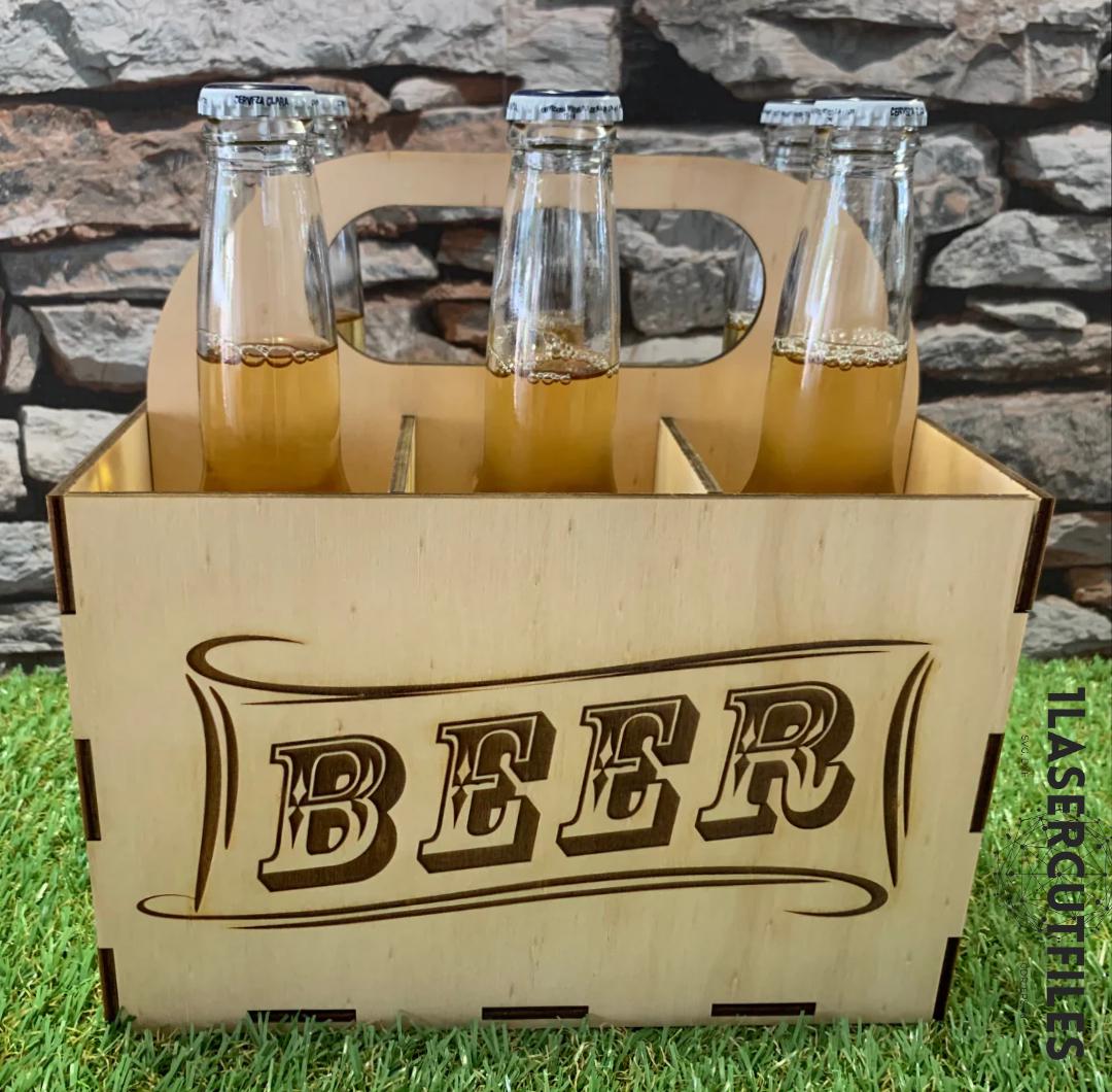 Laser Cut Wooden 6 Pack Beer Caddy Svg Template Glowforge Beer Holder ...
