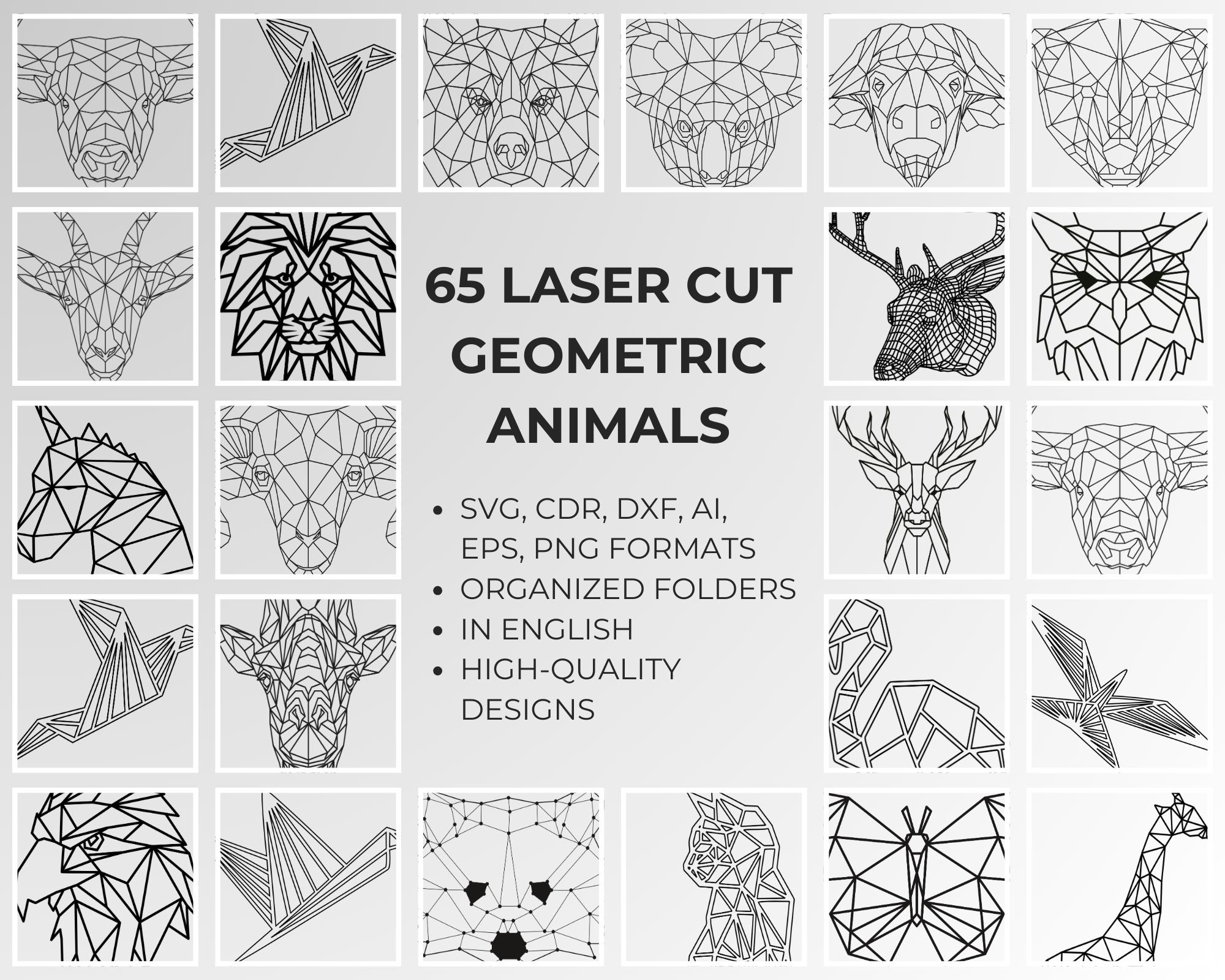 Mega Pack Laser Cut 65 Geometric Animals Tag Svg Label Svg Banner Svg ...