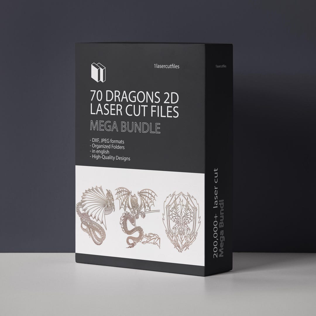 Mega Pack Laser Cut 70 Dragons 2D Tag DXF Label Dxf Banner Dxf Shapes ...